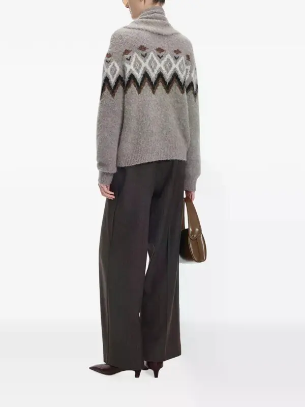JNBY Geometric-knit Scarf-detail Cardigan