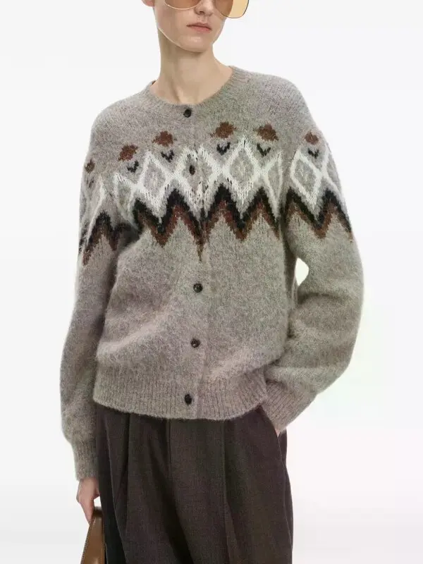 JNBY Geometric-knit Scarf-detail Cardigan