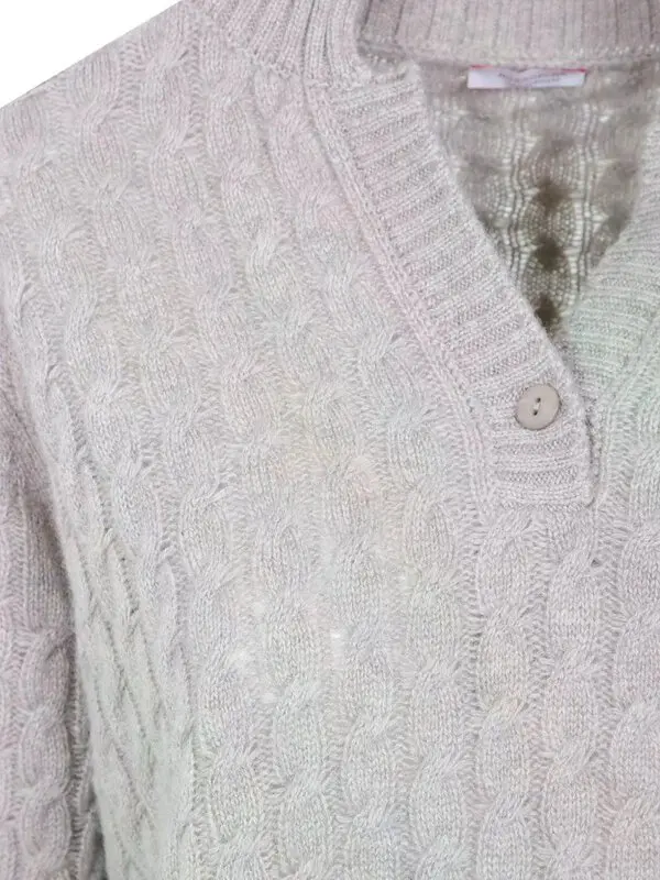 Rossopuro Cable-knit Button-neck Sweater