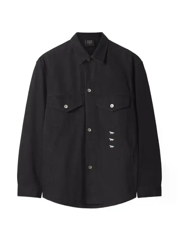 Maison Kitsuné Fox-embroidered Cotton Shirt Jacket