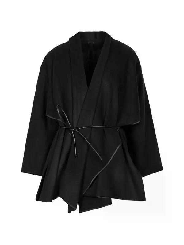 LESS Belted Shawl-collar Jacket - Black