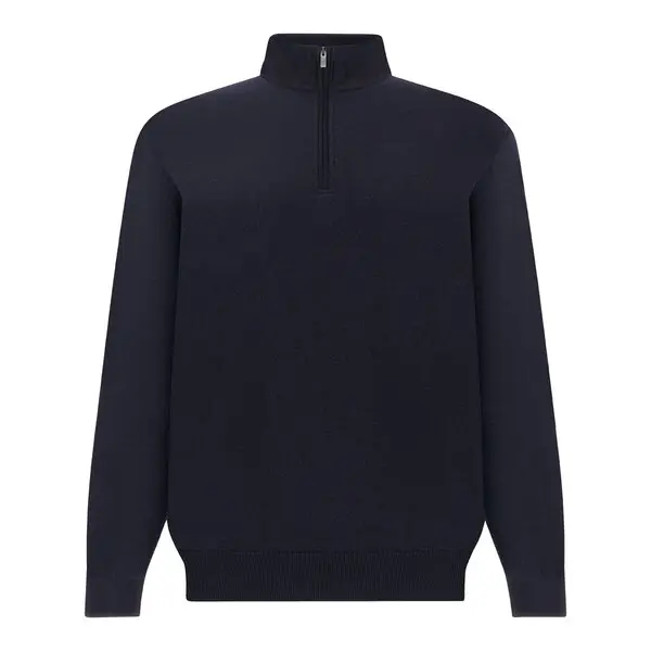 Paul & Shark Half-zip Sweater In Wool And Cashmere - Blue/blue
