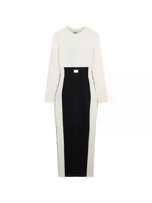 Gcds Ribbed-knit Colour-block Midi Dress