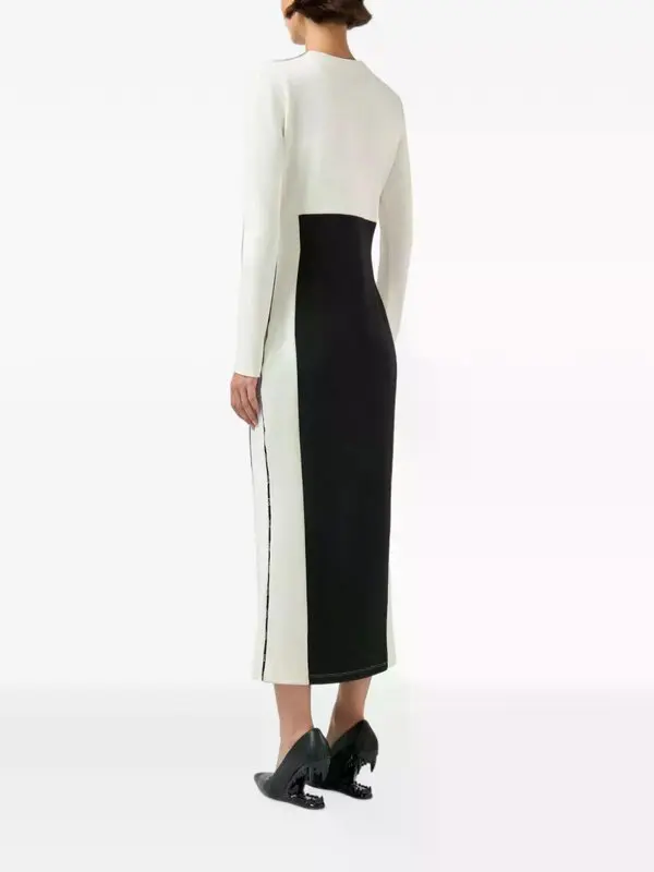 Gcds Ribbed-knit Colour-block Midi Dress