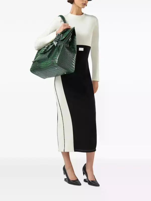 Gcds Ribbed-knit Colour-block Midi Dress