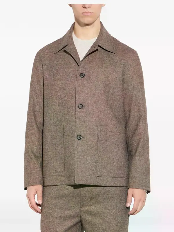 PAOLO PECORA Melange-effect Button-up Jacket