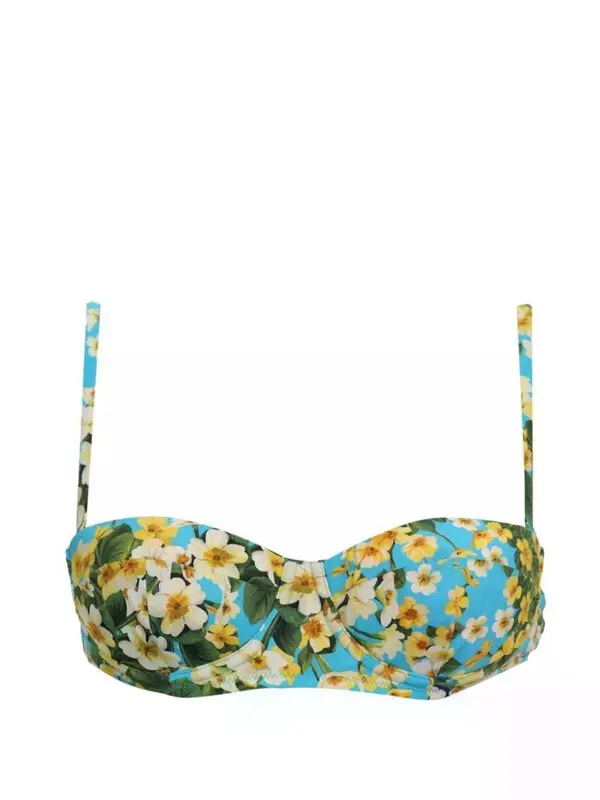 Dolce & Gabbana Floral-print Underwired Bikini Top - Blue