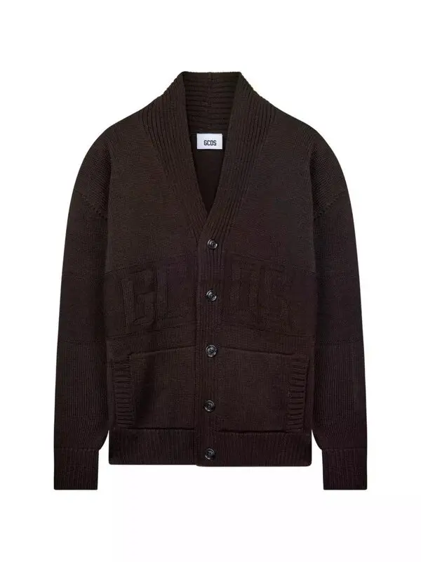 Gcds Logo-embossed Shawl-collar Cardigan - Brown