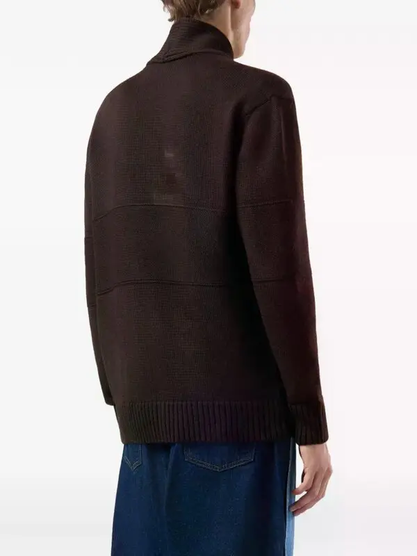 Gcds Logo-embossed Shawl-collar Cardigan - Brown