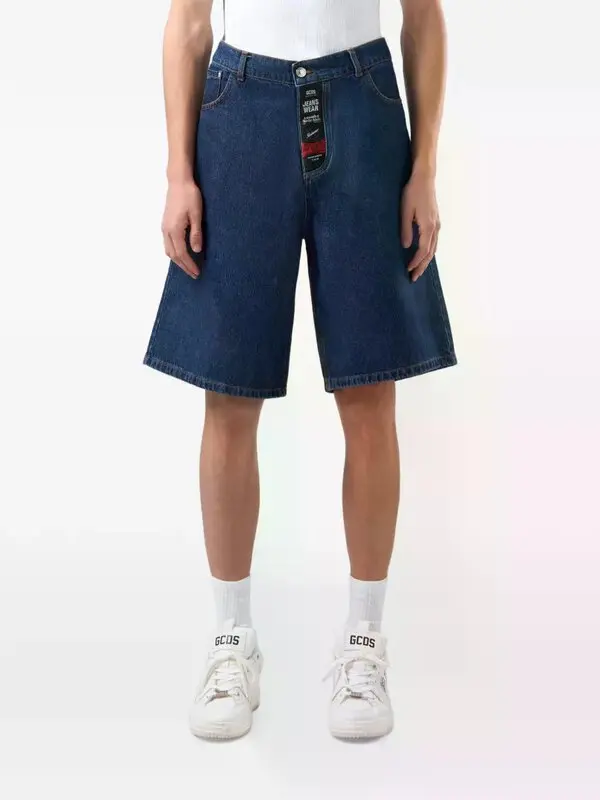 Gcds Stone-washed Logo-patch Shorts