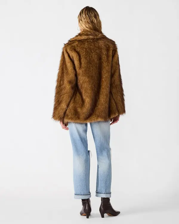 Steve Madden Kindra Coat Long Sleeve Faux Fur Jackets & Coats