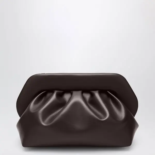 THEMOIRE Bios Plum-colored Leather Clutch Bag - Brown