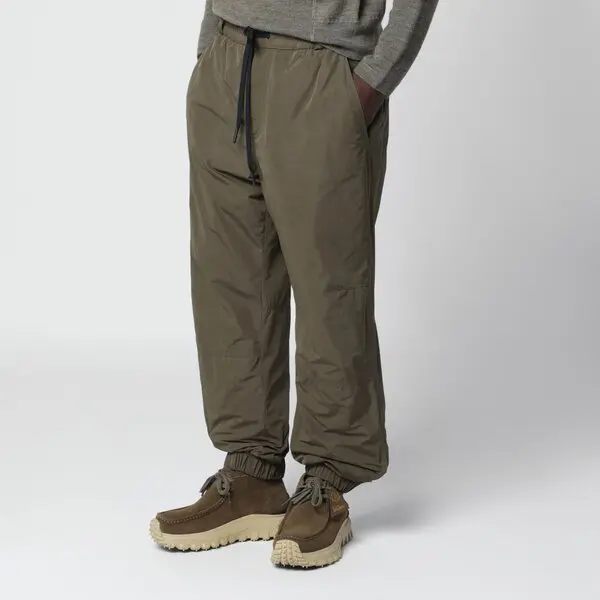 Moncler Olive Trousers In Technical Fabric