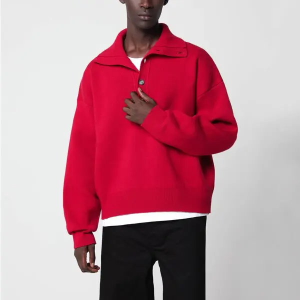 AMI Paris Ruby Wool Sweater - Red