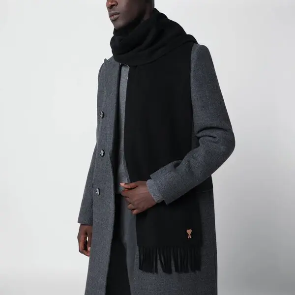 AMI Paris De Coeur Wool Scarf