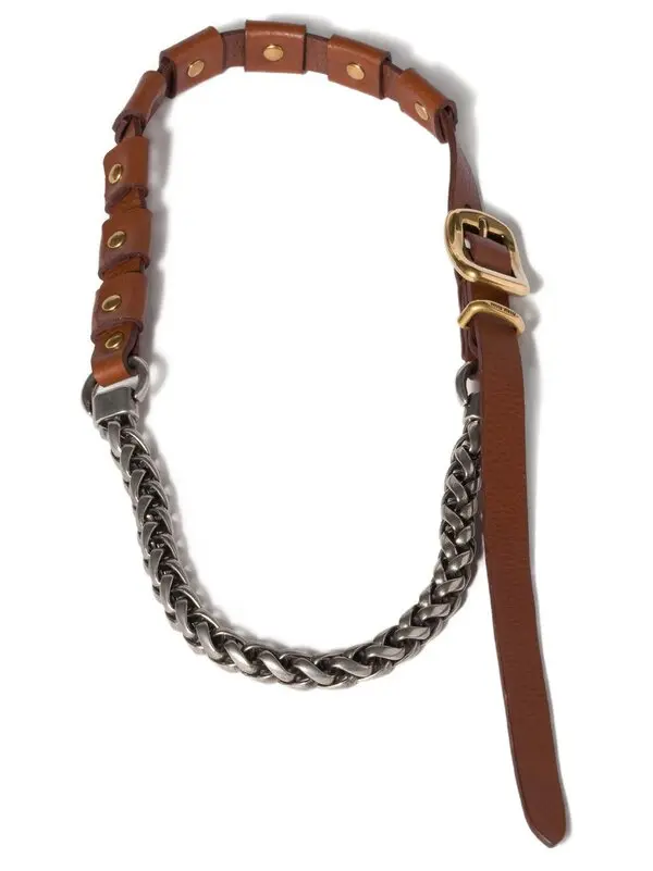 Miu Miu Metal And Leather Necklace - Multicolor
