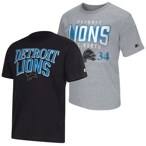 STARTER Heather Gray Detroit Lions Two-pack Throwback Logo T-shirt Set