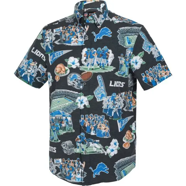 Reyn Spooner Detroit Lions Scenic Button-down Shirt - Black