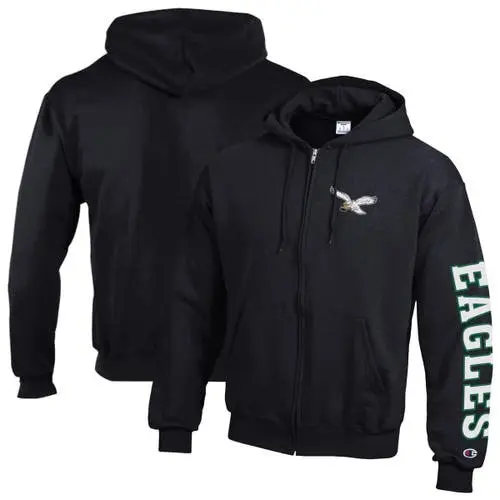 Champion Philadelphia Eagles Powerblend Fleece Full-zip Hoodie - Black
