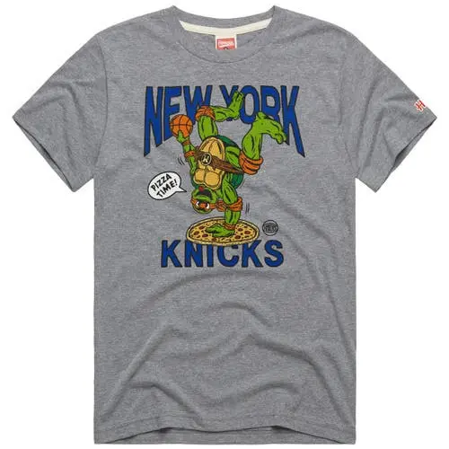 HOMAGE New York Knicks X Teenage Mutant Ninja Turtles Michelangelo Tri-blend T-shirt - Gray