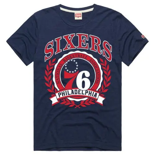 HOMAGE Philadelphia 76ers Crest Tri-blend T-shirt - Navy