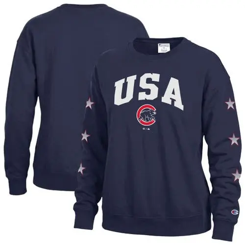 Champion Chicago Cubs Americana Fleece Crewneck Sweatshirt - Navy