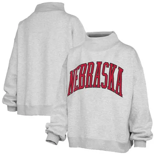 PRESSBOX Nebraska Huskers Oversized Nelson Mock Neck Sweatshirt