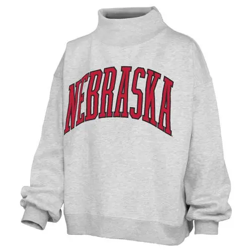 PRESSBOX Nebraska Huskers Oversized Nelson Mock Neck Sweatshirt