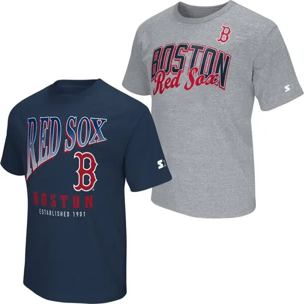 STARTER Heather Gray Boston Red Sox Two-pack T-shirt Set - Navy