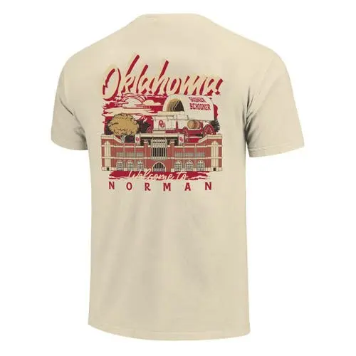 IMAGE ONE Oklahoma Sooners Comfort Colors Hand-drawn Campus Stack T-shirt