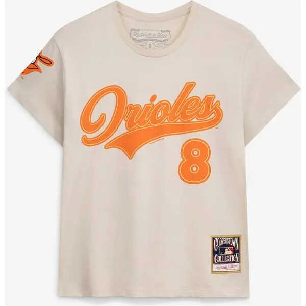 Mitchell & Ness Cal Ripken Jr. Baltimore Orioles Cooperstown Name & Number Throwback T-shirt - Cream