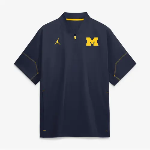 JORDAN BRAND Michigan Wolverines 2026 Sideline Short Sleeve Quarter-zip Coaches Jacket - Navy