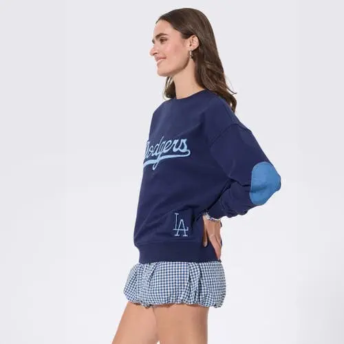 Terez Los Angeles Dodgers Denim Patch Sweatshirt