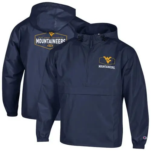 Champion West Virginia Mountaineers Delay Packable Half-zip Jacket - Navy