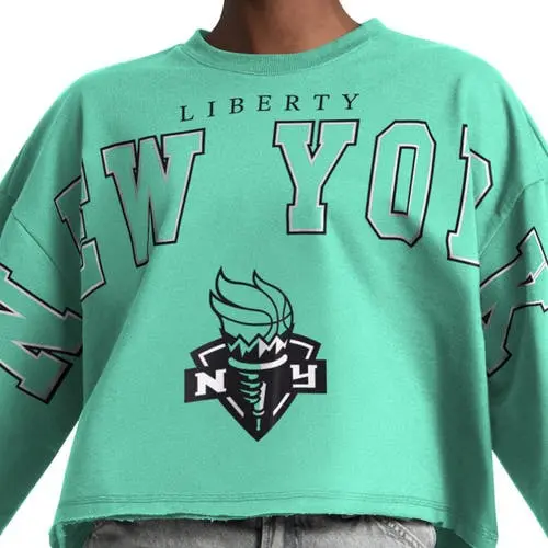 STARTER New York Liberty Bleachers Cropped Drop Shoulder Sweatshirt