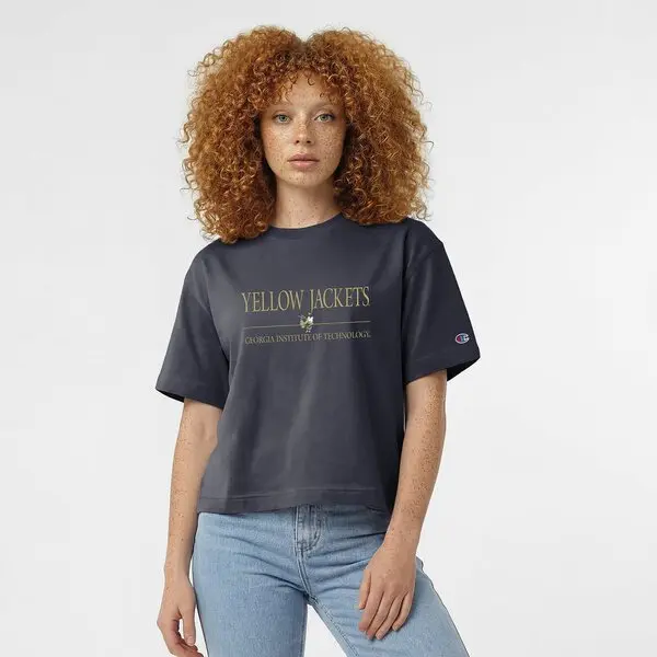 Champion Georgia Tech Yellow Jackets Waist Length Wordmark T-shirt - Navy