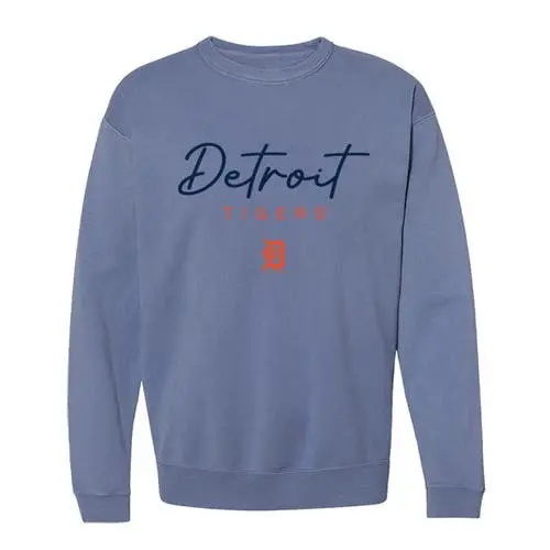 SOFT AS A GRAPE Detroit Tigers Pigment Dye Crewneck Sweatshirt - Blue