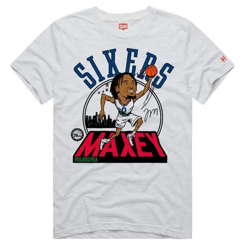 HOMAGE Tyrese Maxey Philadelphia 76ers Signature Tri-blend Player T-shirt - Ash
