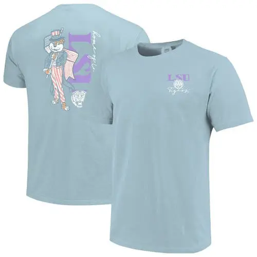 IMAGE ONE Lsu Tigers Americana Mascot Comfort Colors T-shirt - Light Blue