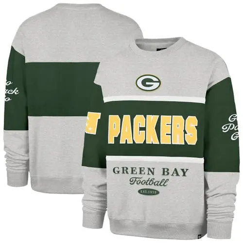 '47 Heather Gray Bay Packers Blockfield Maximalist Sweatshirt - Green