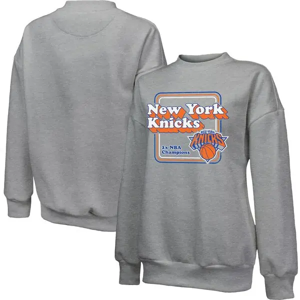 MAJESTIC THREADS New York Knicks Classic Tri-blend Pullover Sweatshirt - Gray