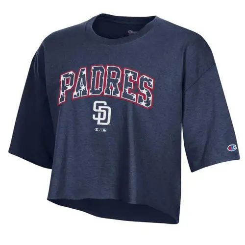 Champion San Diego Padres Boyfriend Cropped Americana T-shirt - Navy