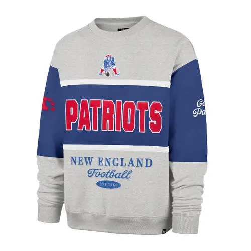 '47 Heather Gray New England Patriots Blockfield Maximalist Sweatshirt