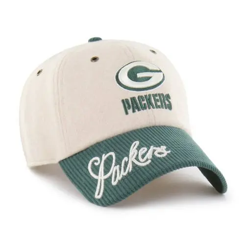 '47 Green Green Bay Packers Rope Script Clean Up Adjustable Hat - Natural