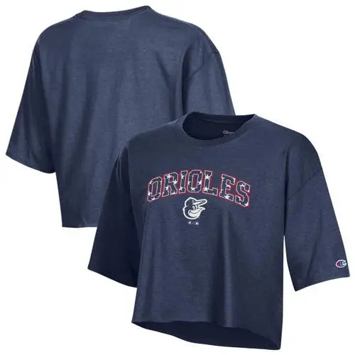 Champion Baltimore Orioles Boyfriend Cropped Americana T-shirt - Navy