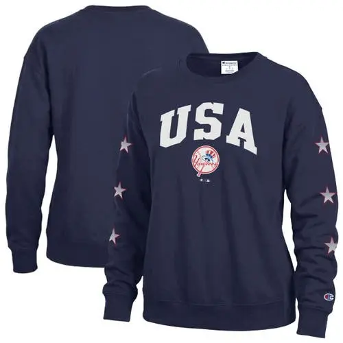 Champion New York Yankees Americana Fleece Crewneck Sweatshirt - Navy