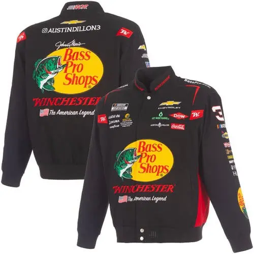 JH DESIGN Austin Dillon 2026 Bass Pro Shops Full-snap Twill Racing Jacket - Black