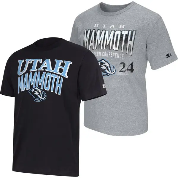 STARTER Heather Gray Utah Mammoth Two-pack T-shirt Set