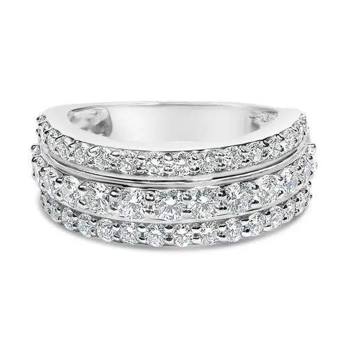 HAUS OF BRILLIANCE 925 Sterling 2.0 Ctw Lab Grown Diamond 3 Row Band Ring F-g Color, Vs1-vs2 Clarity - Silver