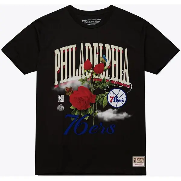 Mitchell & Ness Philadelphia 76ers Floral Graphic T-shirt - Black